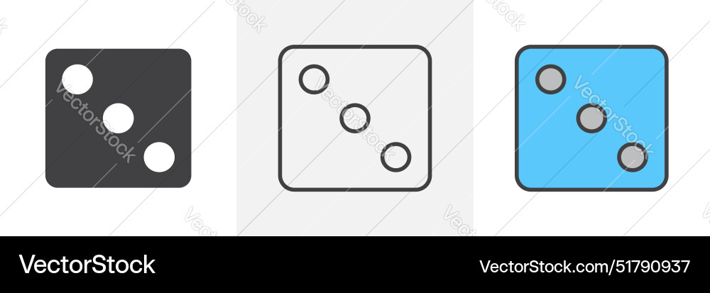 Dice three icon set game number dot cube Vector Image