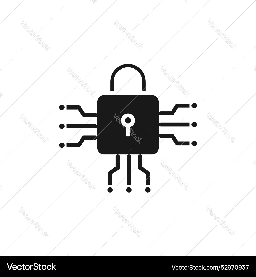 Digital locked line icon isolated on white Vector Image