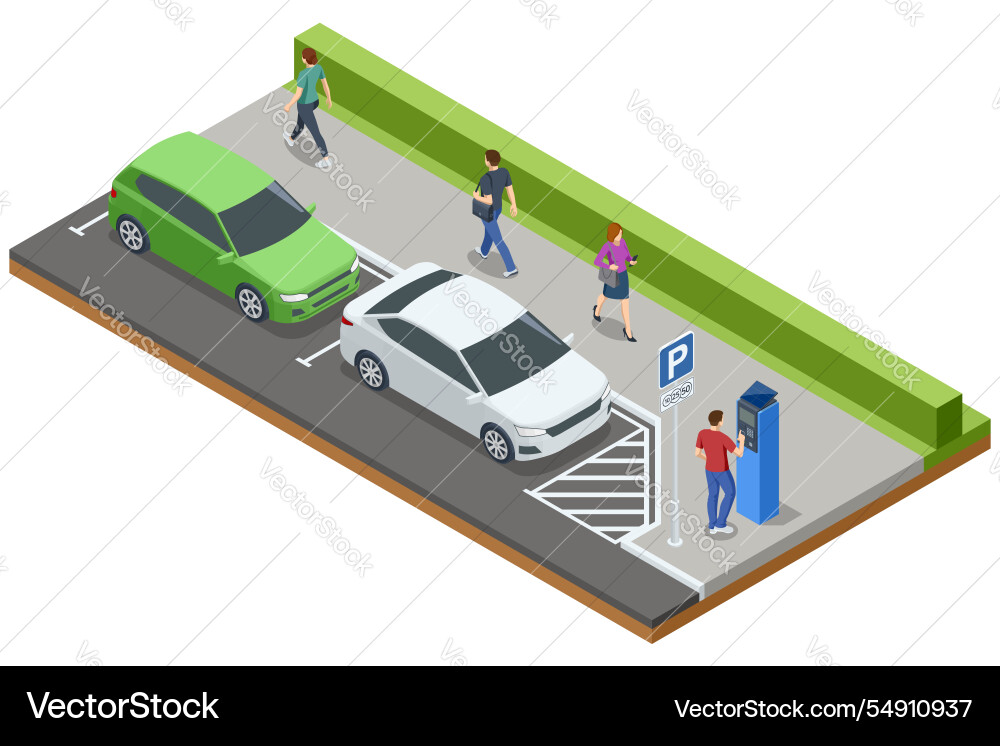 Ein städtischer Parkplatz in isometrischer Ansicht