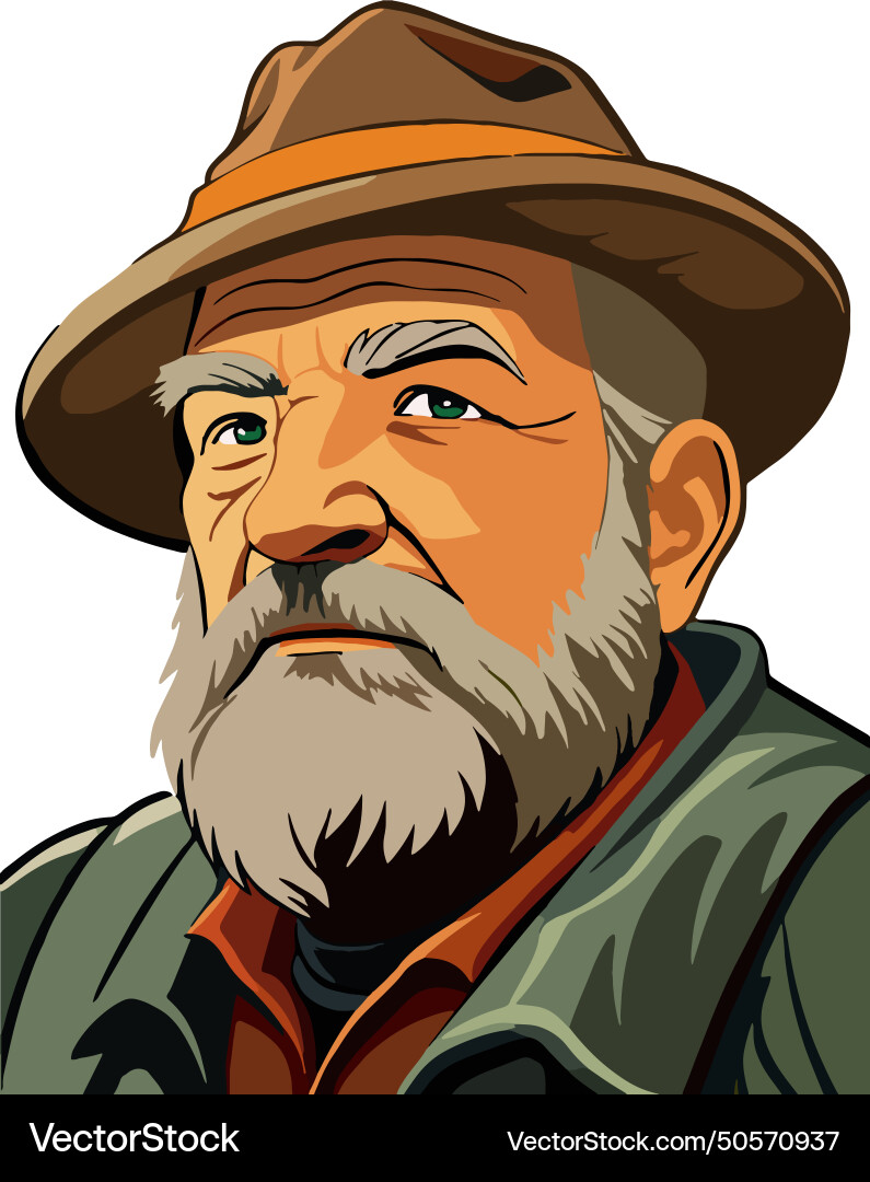 Elderly person with beard and hat Royalty Free Vector Image