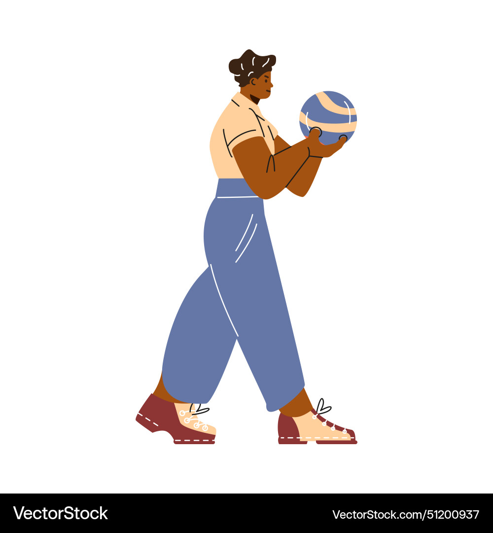 Focused bowler with ball Royalty Free Vector Image