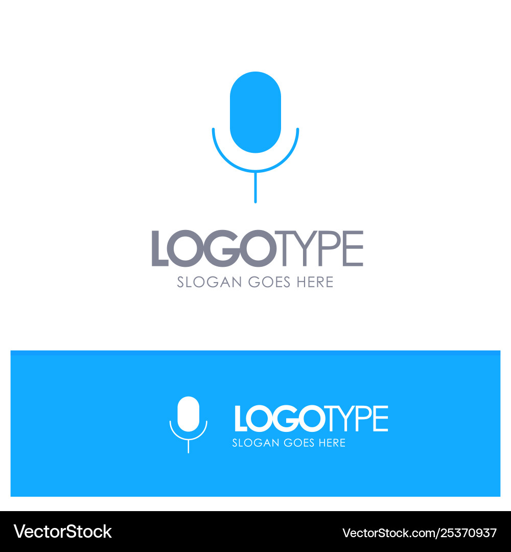 Mic microphone basic ui blue solid logo Royalty Free Vector