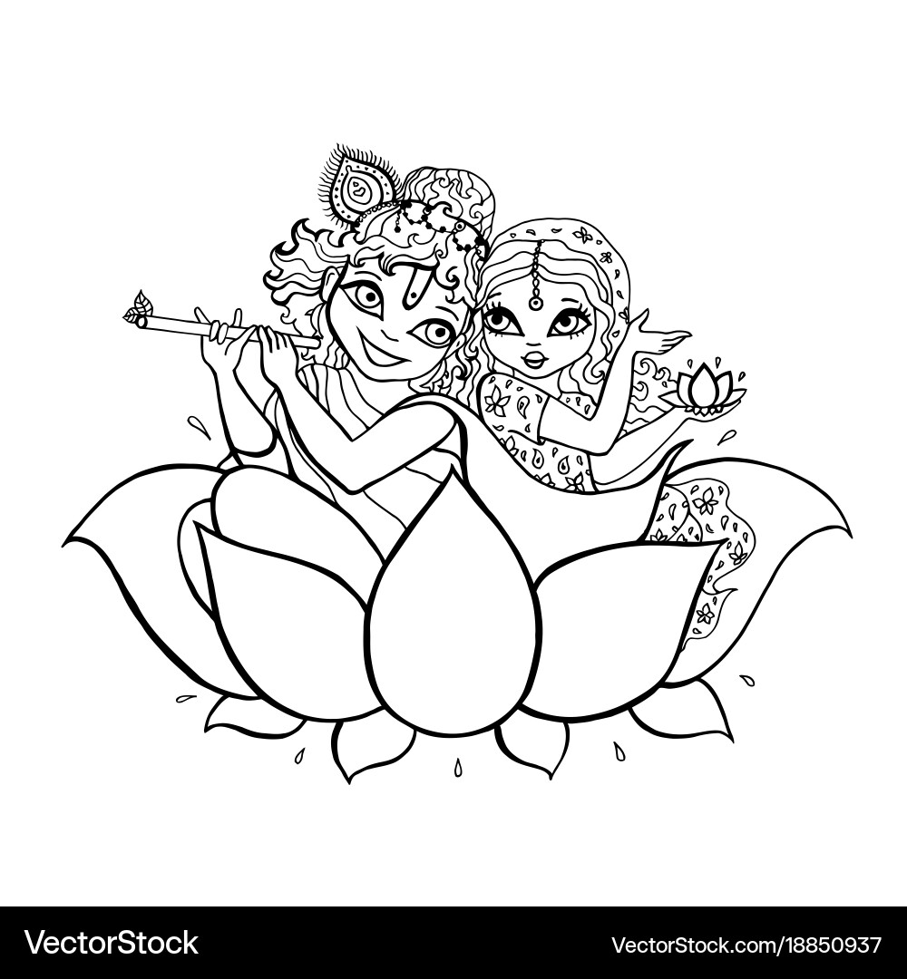 Radha krishna hindu god Royalty Free Vector Image