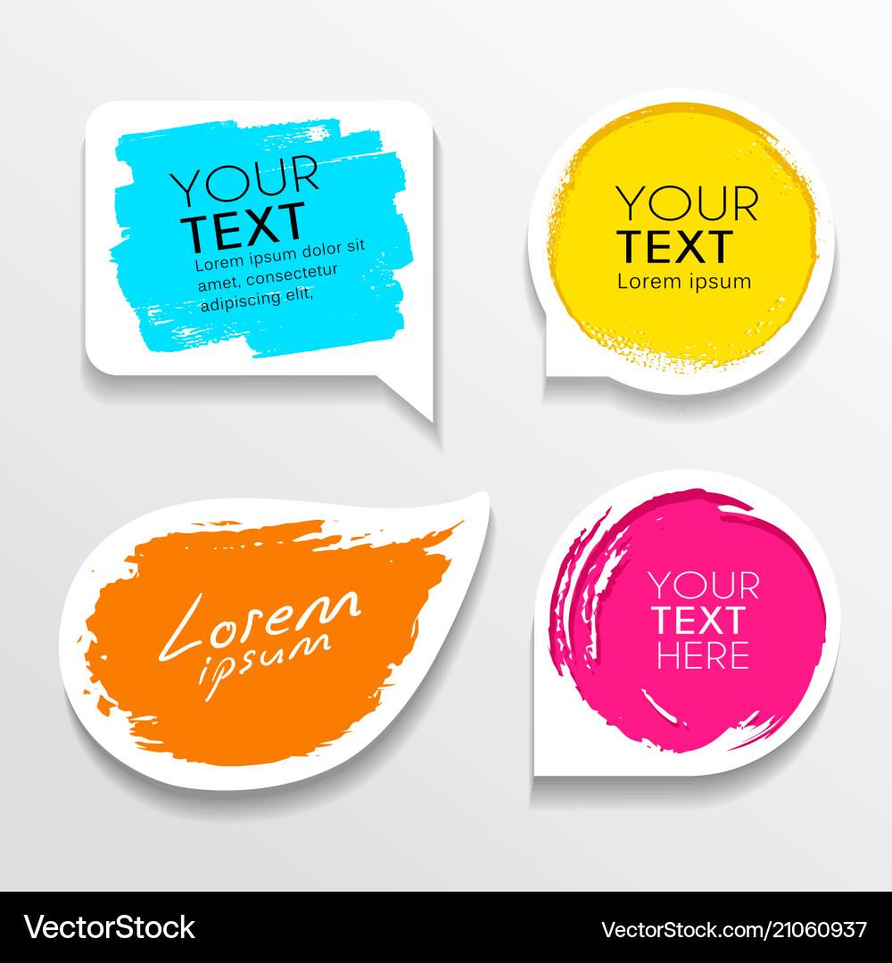 Tag label brush stroke colorful shapes set Vector Image