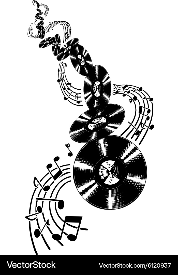 Tumbling Vinyl Records Border Royalty Free Vector Image