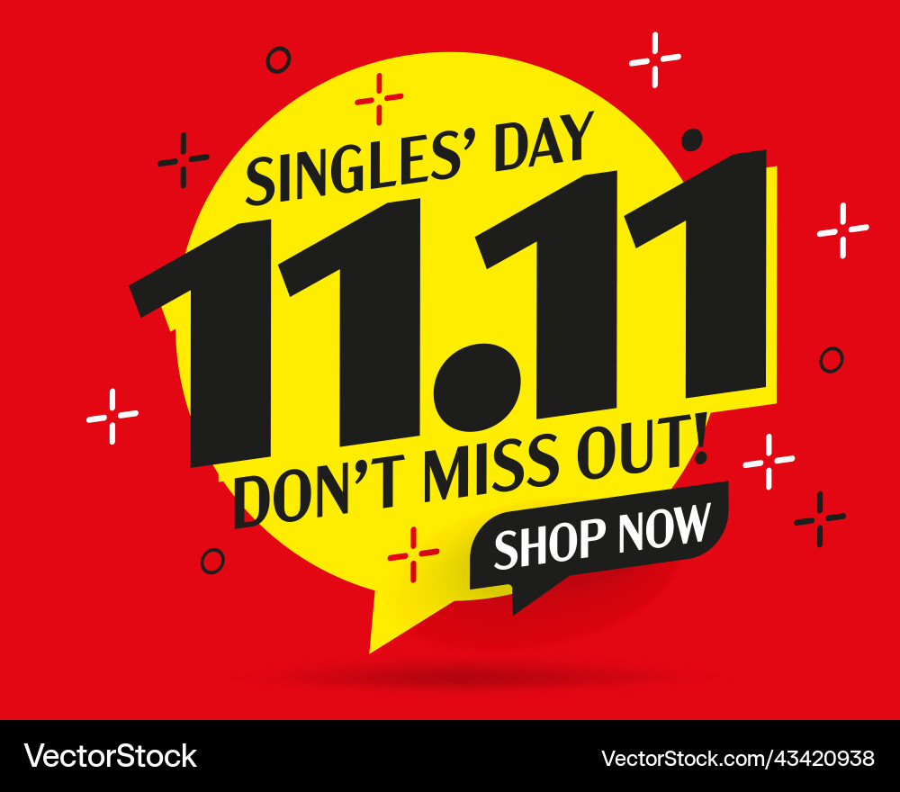 1111 single day sale sticker label template Vector Image