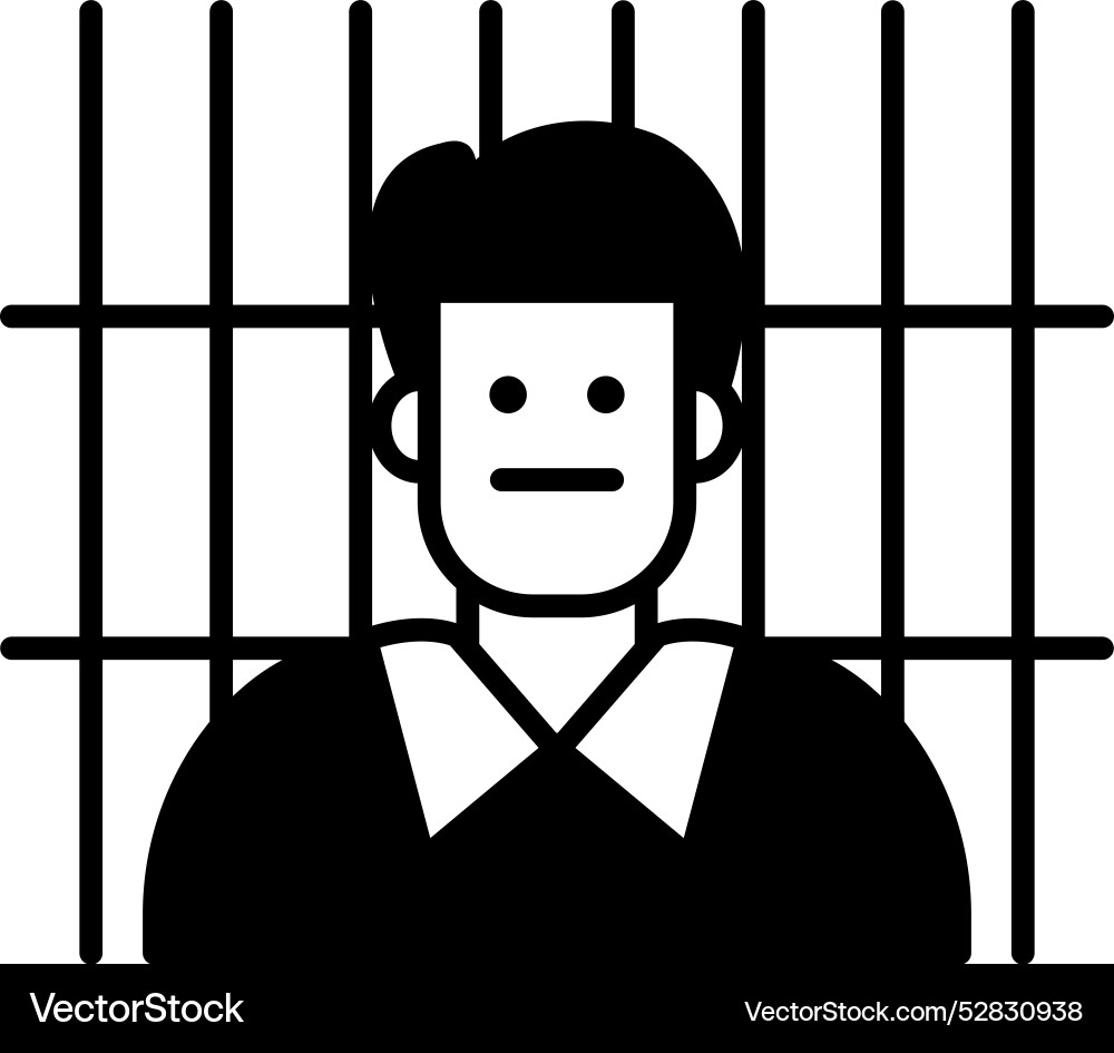 A man is in jail cell with bars on the window Vector Image