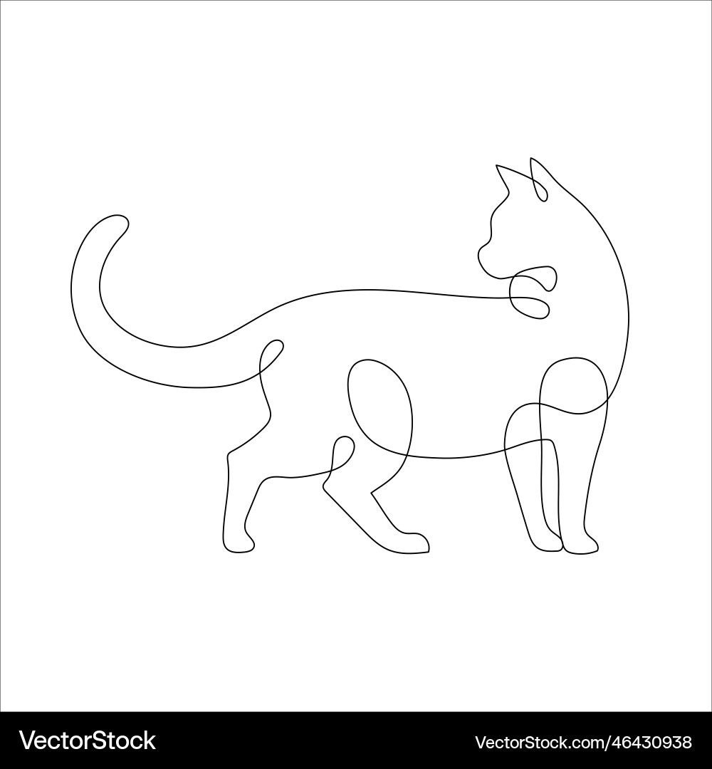 Cat one line Zeichnungskunst Lizenzfreies Vektorbild