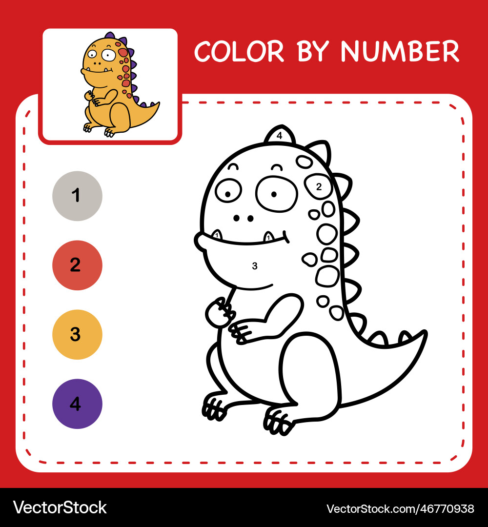 Color by number worksheet for kids learning Vector Image