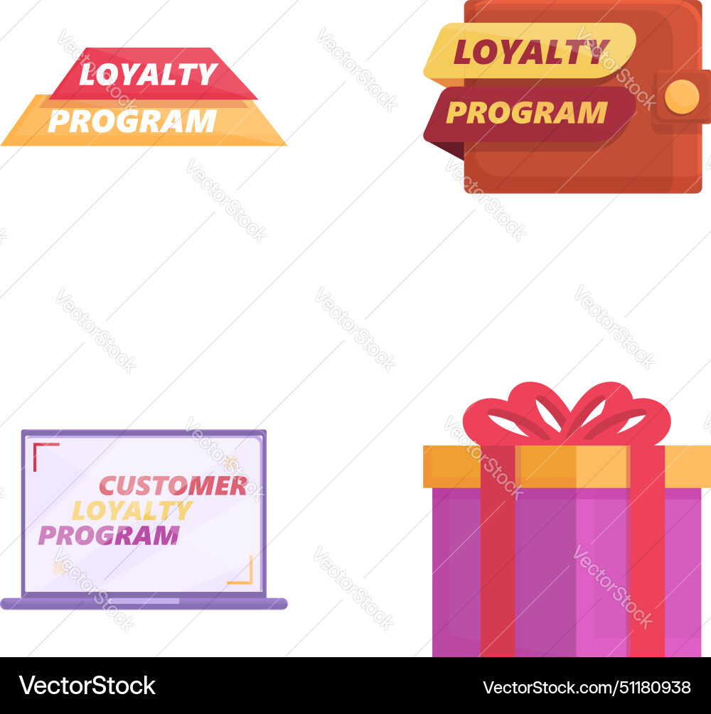 Customer loyalty icons set cartoon Royalty Free Vector Image