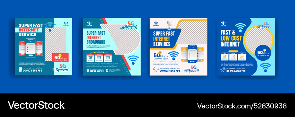 Internet connection service social media posts Vector Image