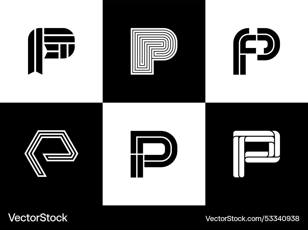 Letter p fonts and logo design Royalty Free Vector Image