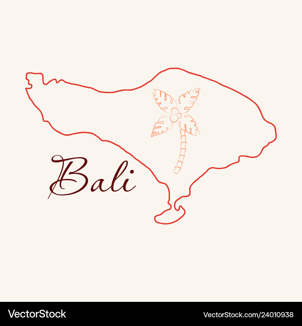 Map of bali thin line Royalty Free Vector Image