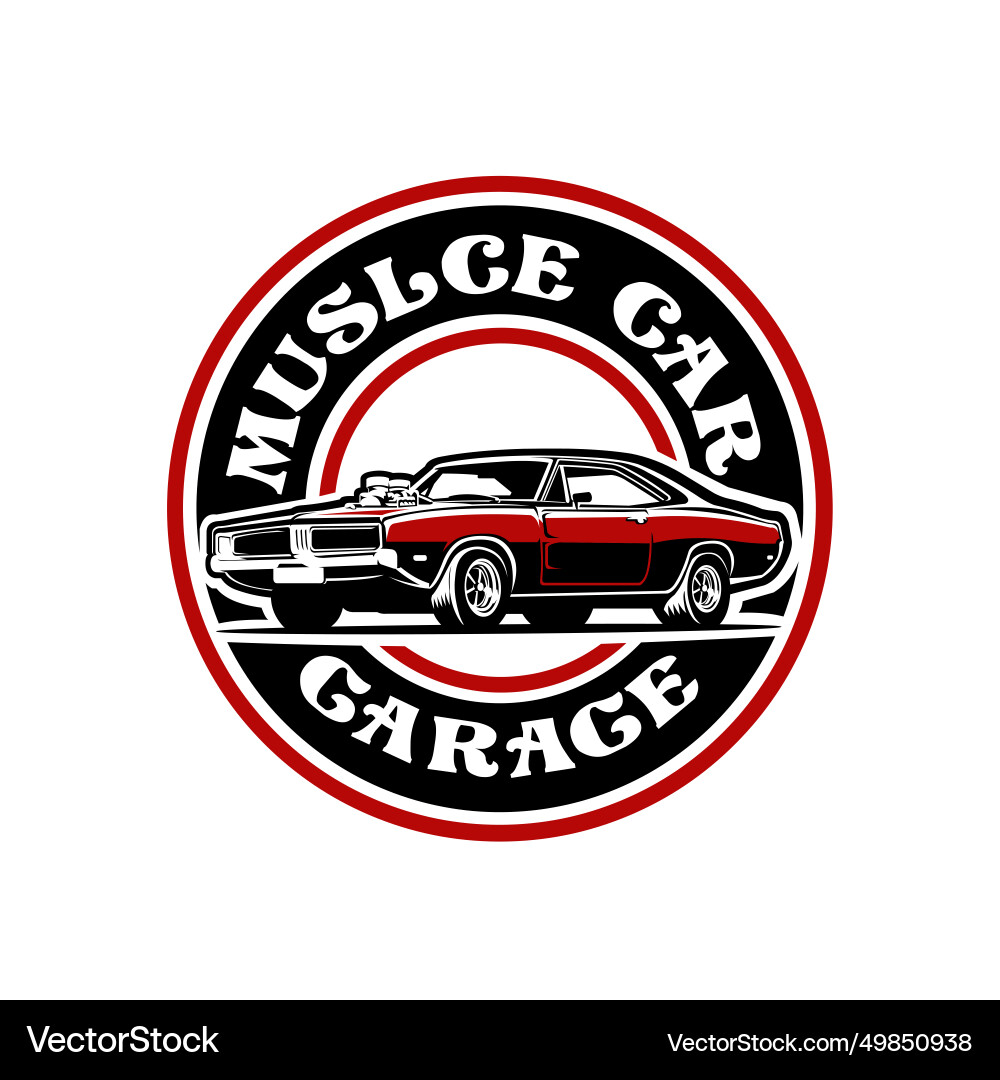 Muscle car garage ready made logo template set Vector Image