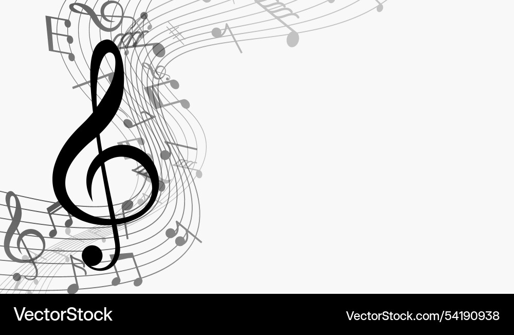 Musical notes with sound wave background Vector Image