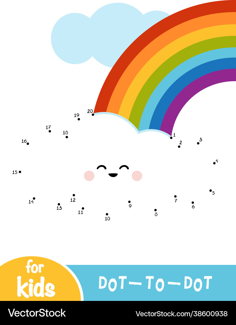 Numbers game dot to for children rainbow Vector Image