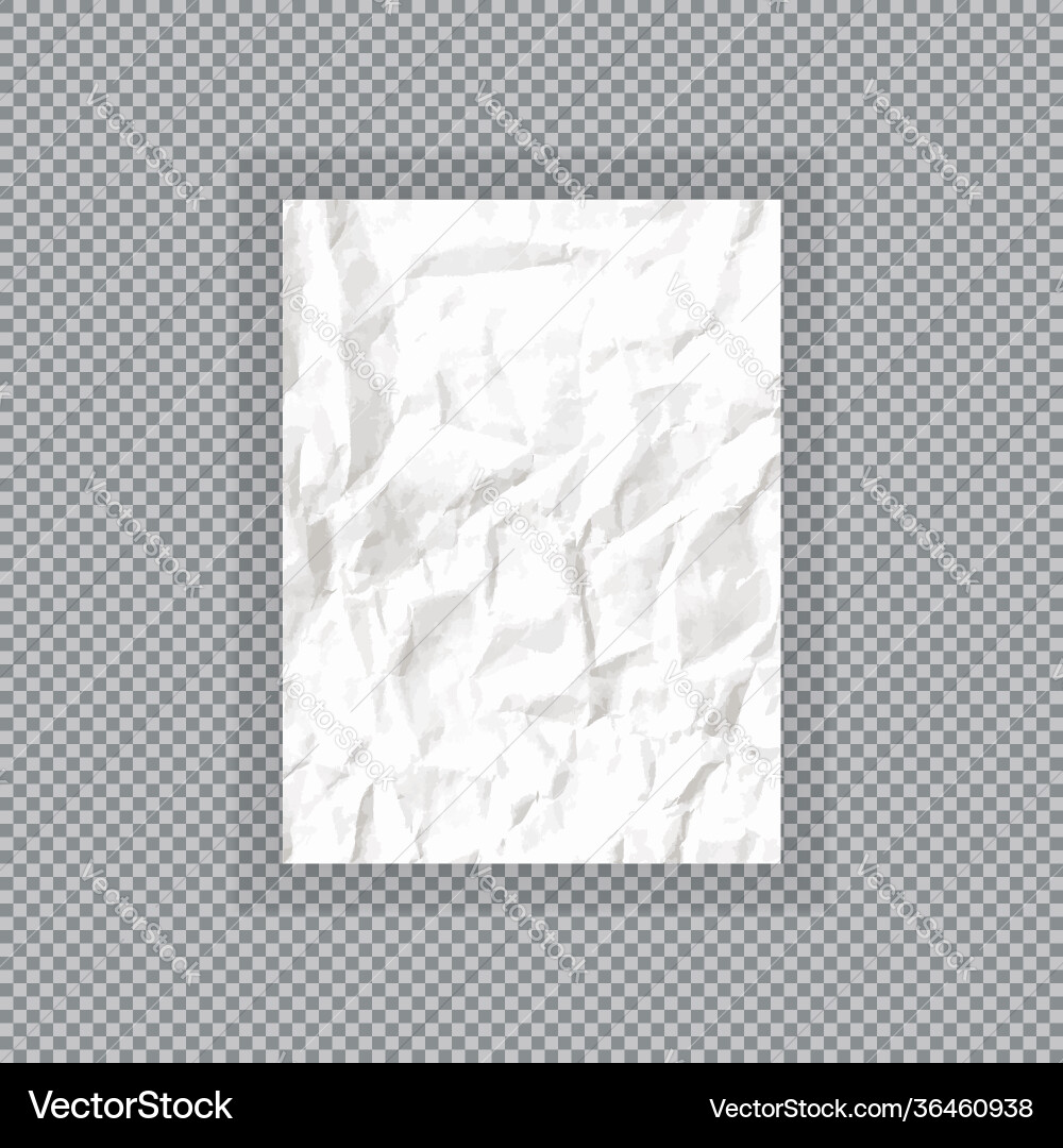 Realistic white rumpled paper sheet Royalty Free Vector