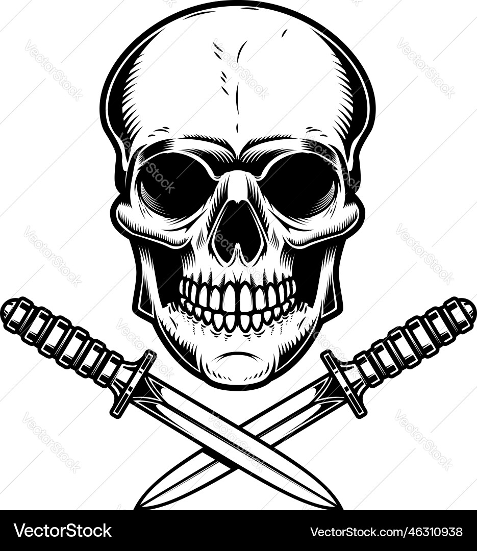 Skull with crossed knives design element Vector Image