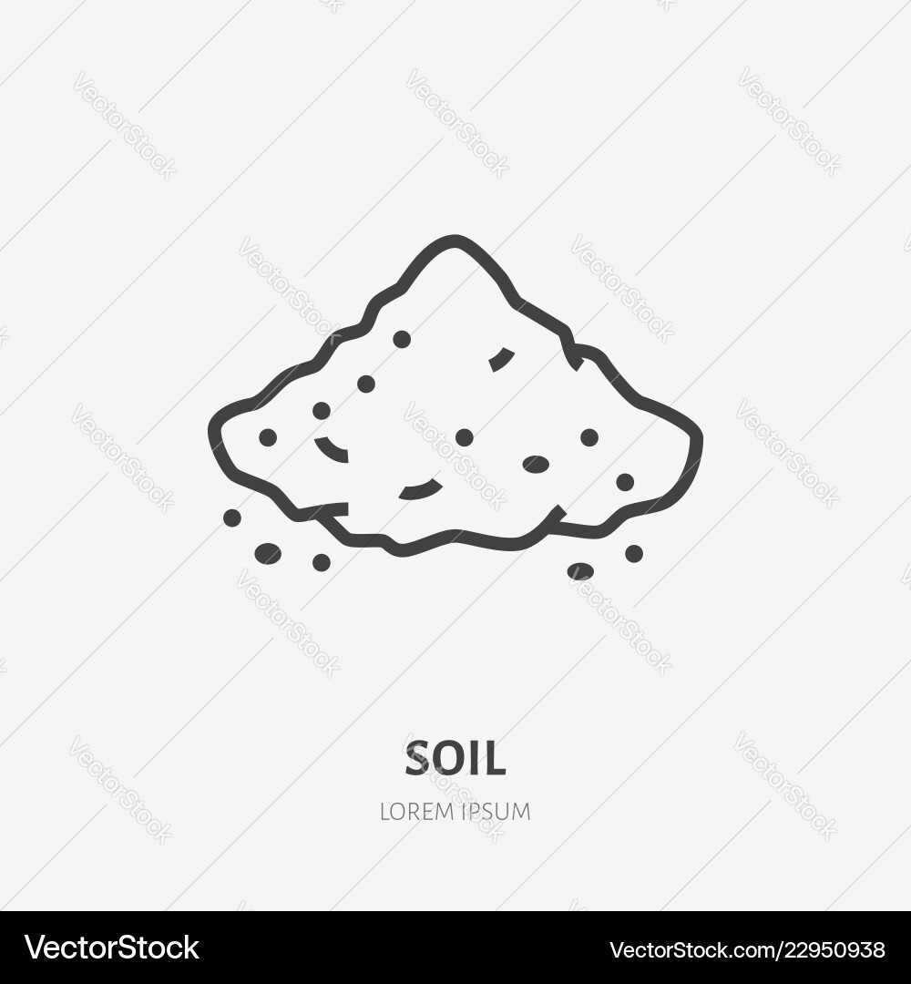 Soil flat line icon thin sign of ground Royalty Free Vector