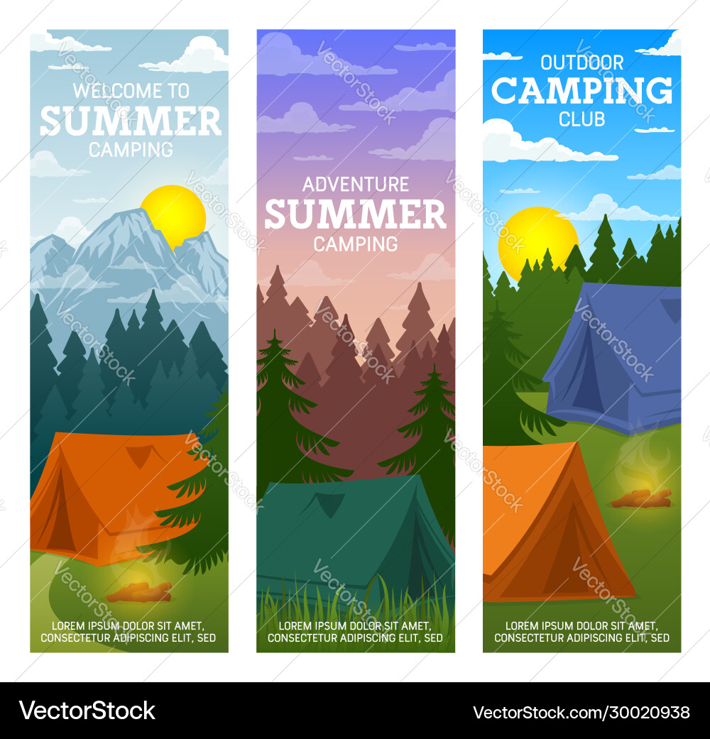 Summer Camp Adventure Banners Royalty Free Vector Image