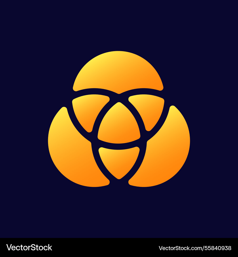 Three interlocking orange circles forming Vector Image