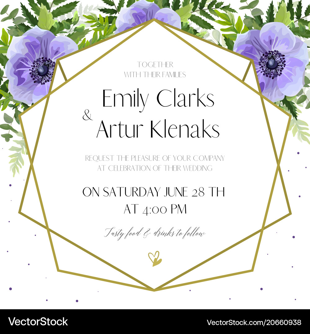 Wedding floral invite card design Royalty Free Vector Image