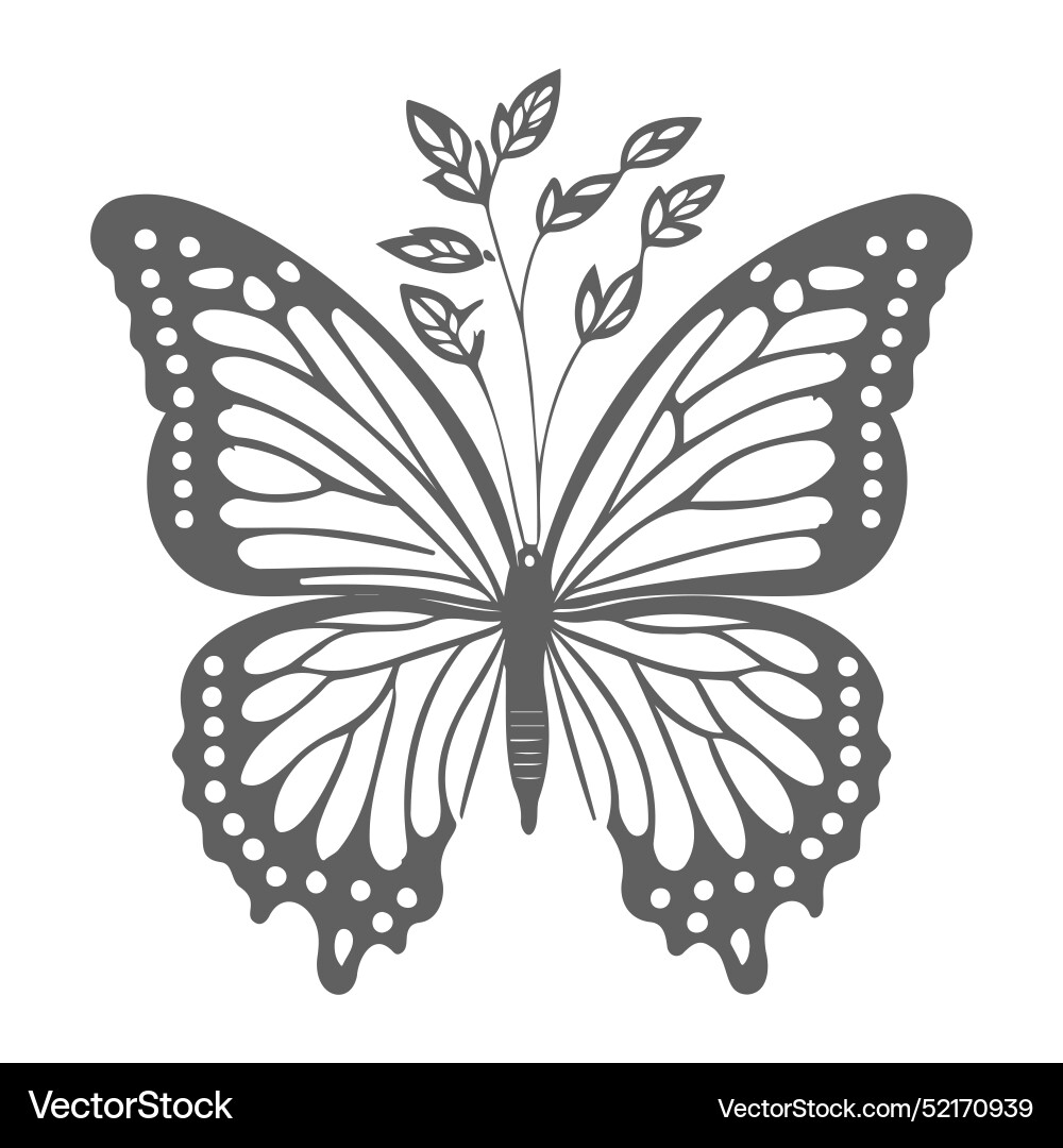 Animal butterfly sketch grey Royalty Free Vector Image