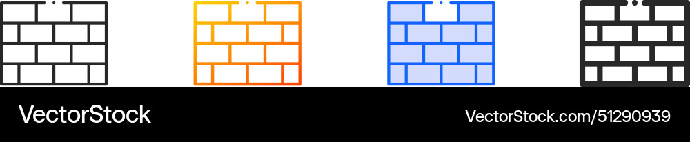 Brick iconthin linear gradient blue stroke Vector Image