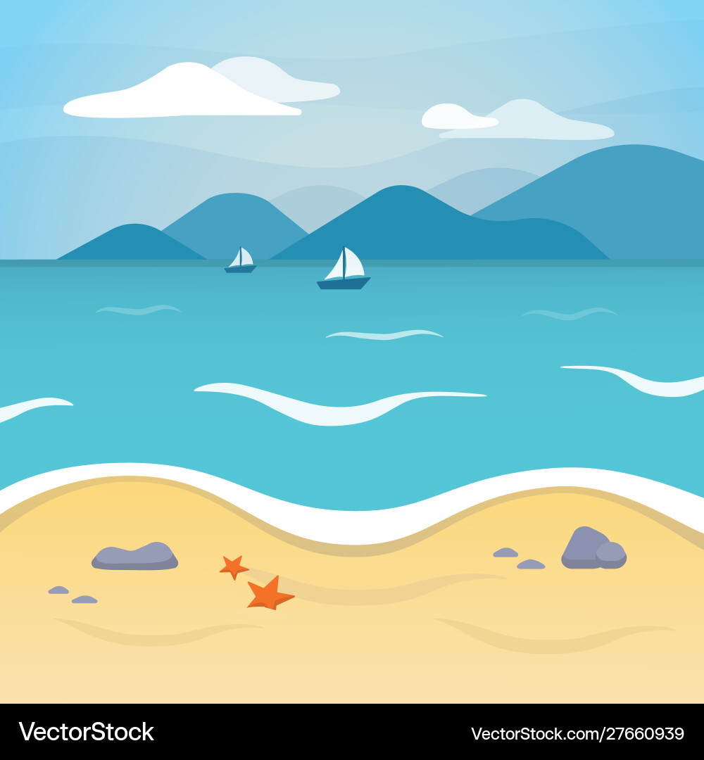 Cartoon beach sea landscape background scene Vector Image