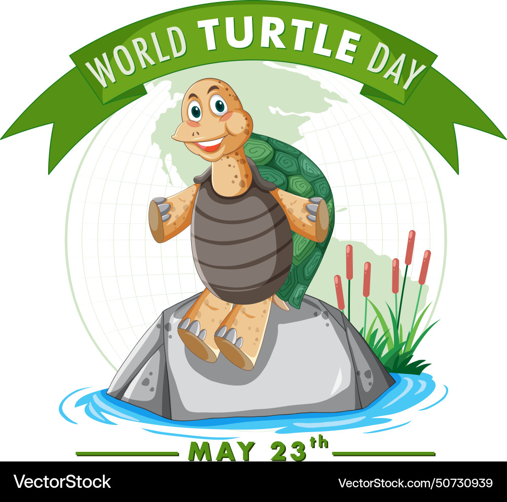 Cheerful turtle celebrating world day Royalty Free Vector