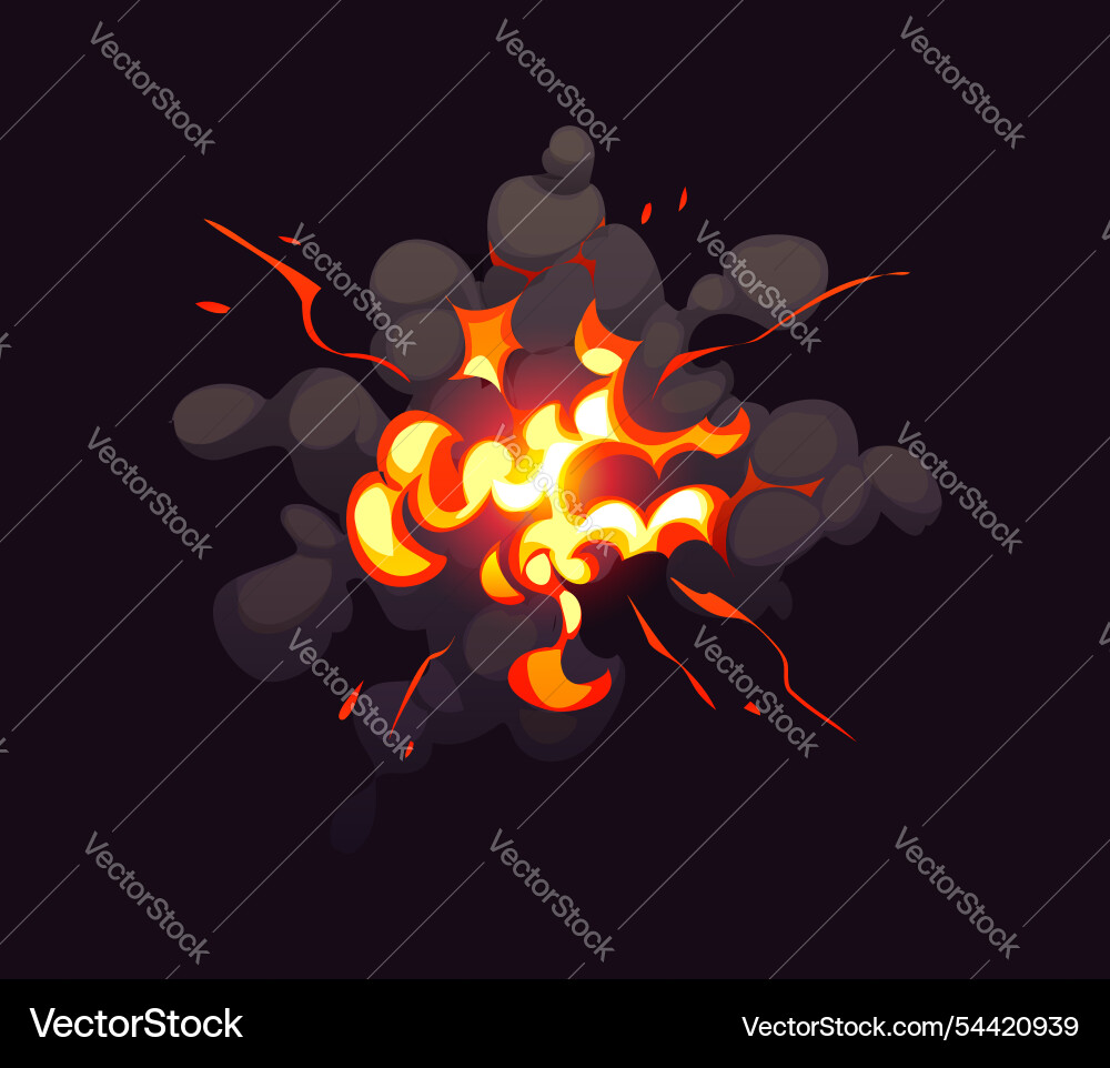 Comic fire and smoke bomb blast explosion effect Vector Image