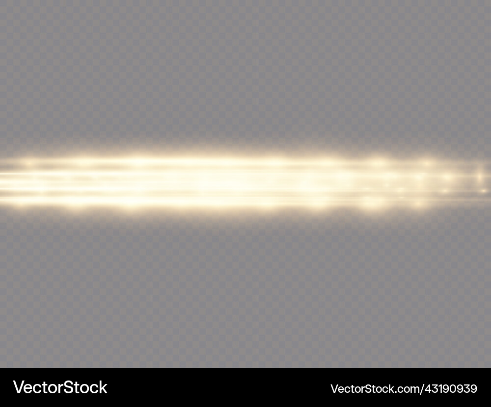 Golden glow line yellow horizontal light rays Vector Image