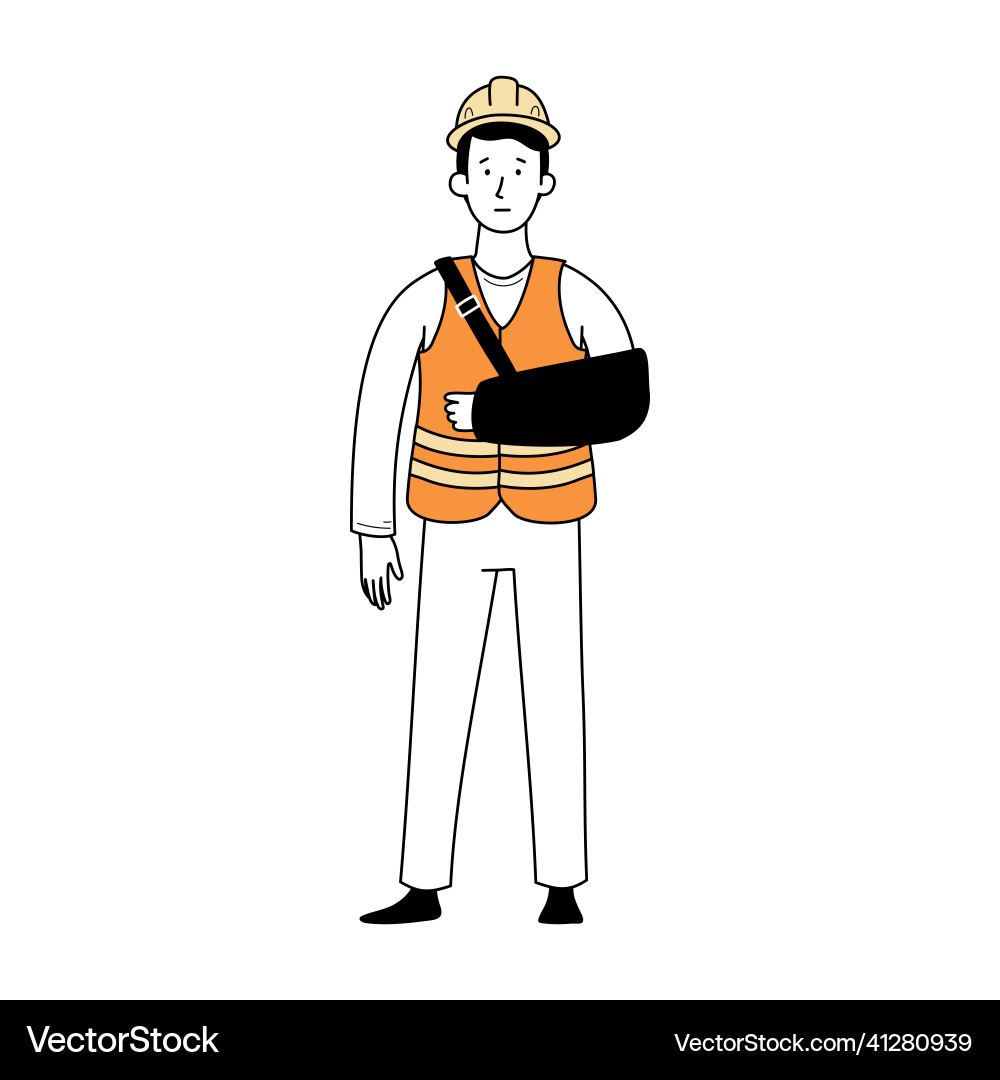 Injured Worker with Cast Royalty Free Vector Image