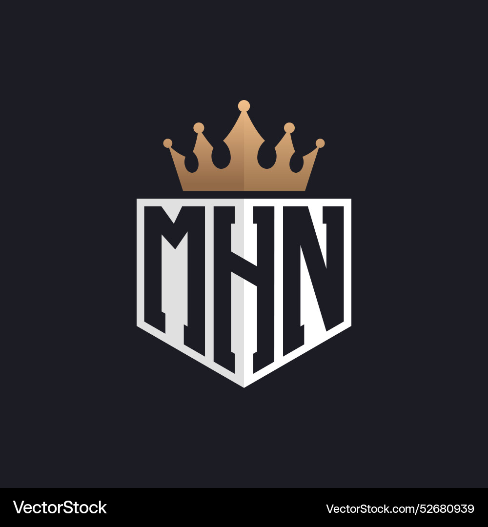 Luxury mhn logo with crown elegant initials Vector Image