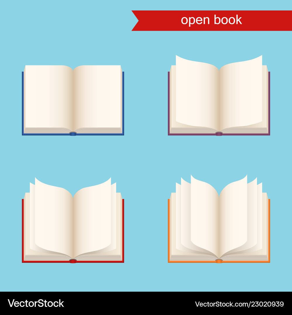 Open Book Symbol Set Lizenzfreies Vektorbild