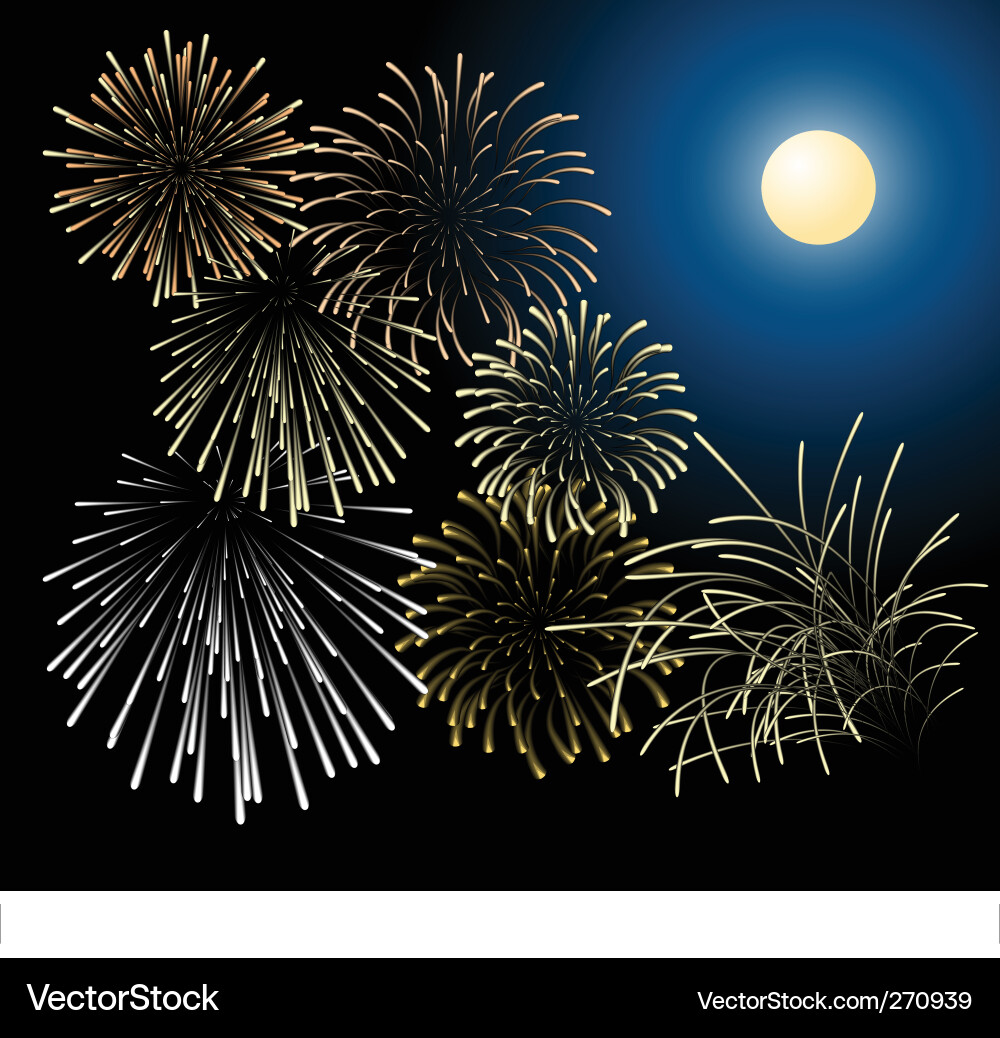 Silver and golden fireworks Royalty Free Vector Image