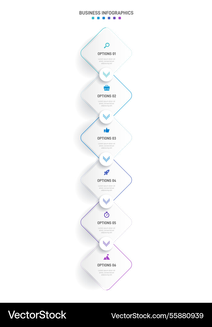 Vertical progress bar featuring 6 arrow-shaped Vector Image
