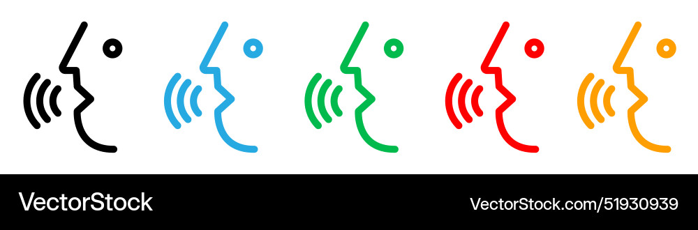 Voice recognition icon logo set Royalty Free Vector Image