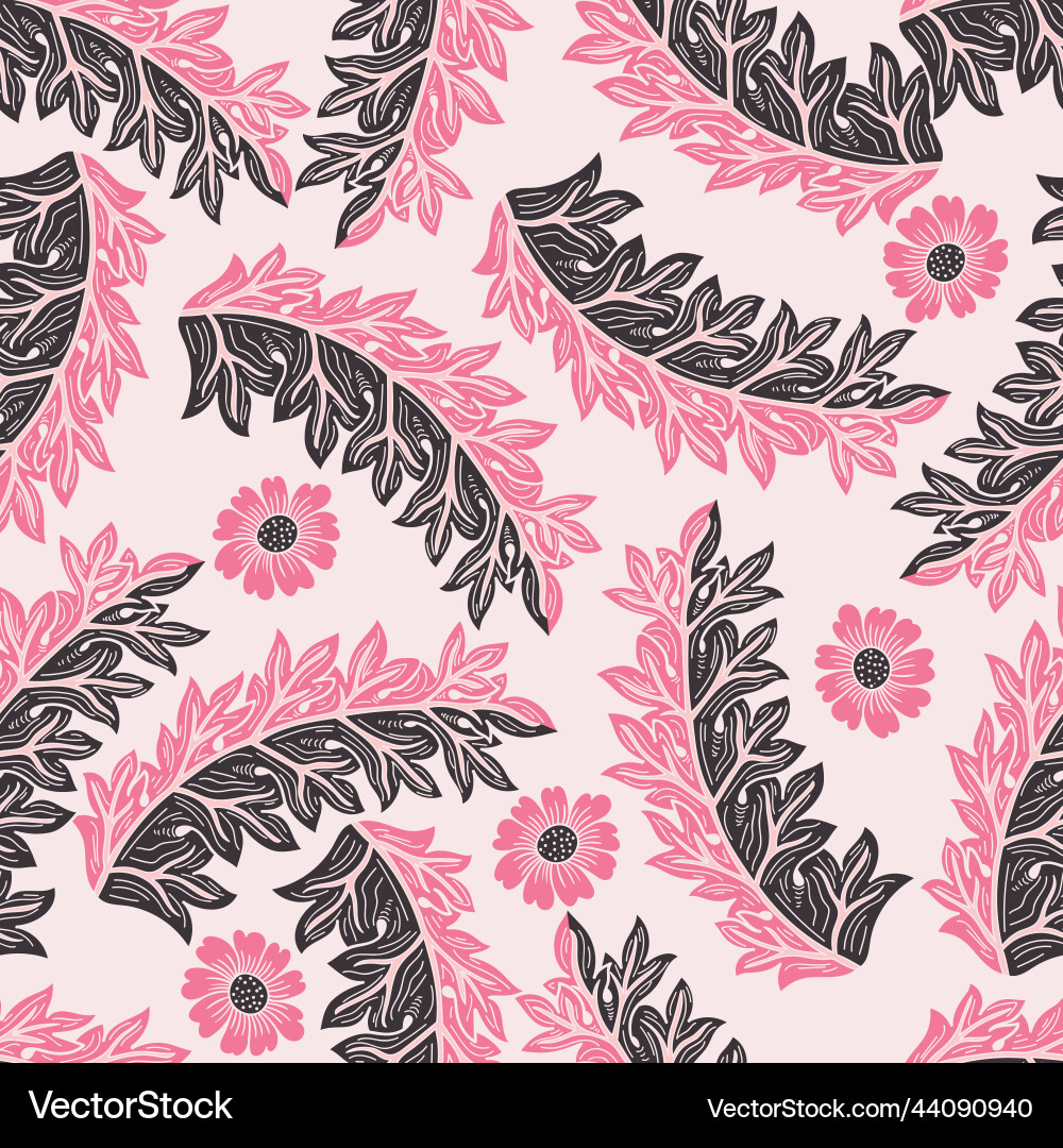 Acanthus leaves floral seamless pattern Royalty Free Vector
