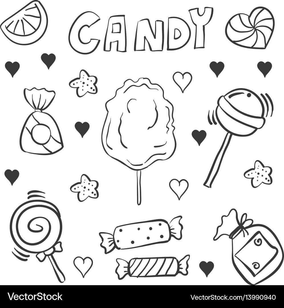 Doodle of candy style hand draw Royalty Free Vector Image