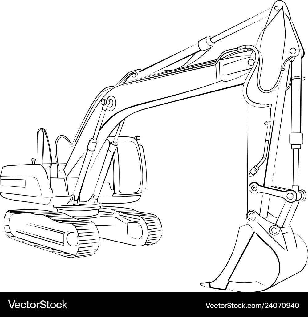 Excavator sketch Royalty Free Vector Image - VectorStock