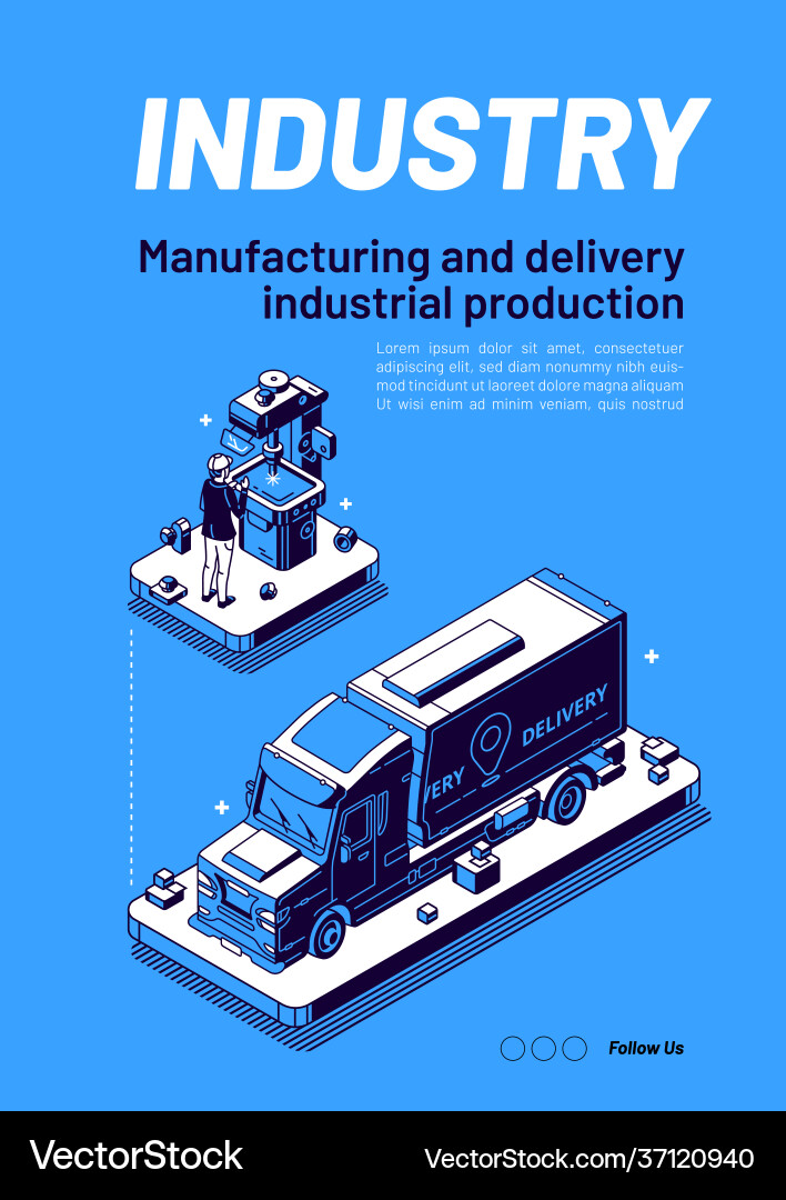 Industry isometric web banner manufacturing Vector Image