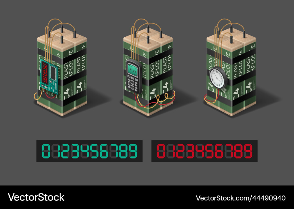 Realistic bomb set Royalty Free Vector Image - VectorStock