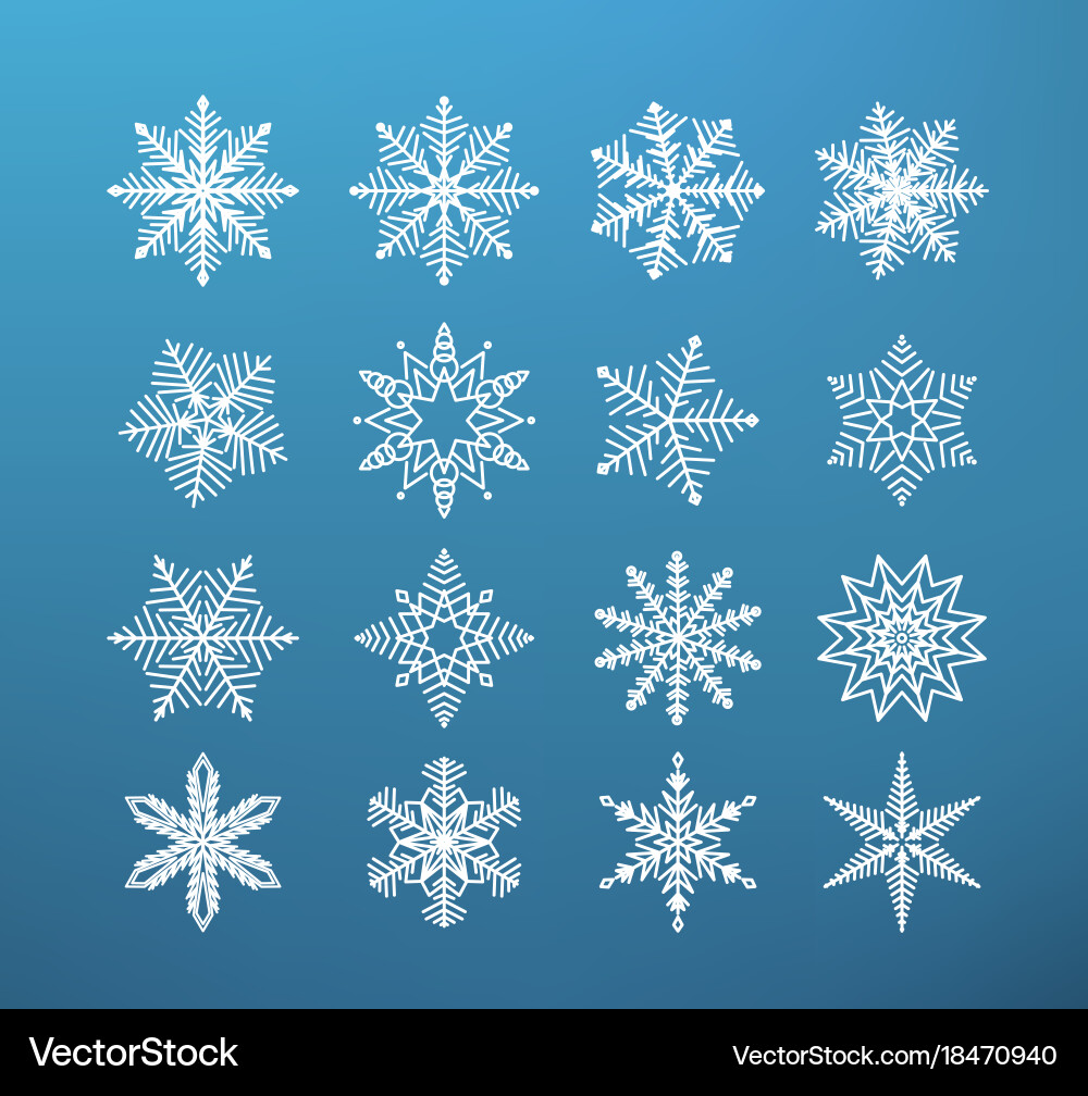 Snowflake winter isolated set of flake snow Vector Image