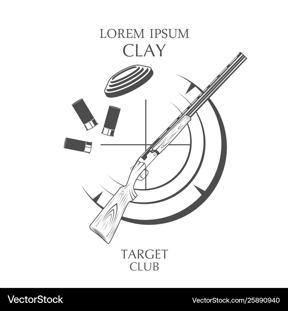 Sporting clay skeet vintage target and gun Vector Image