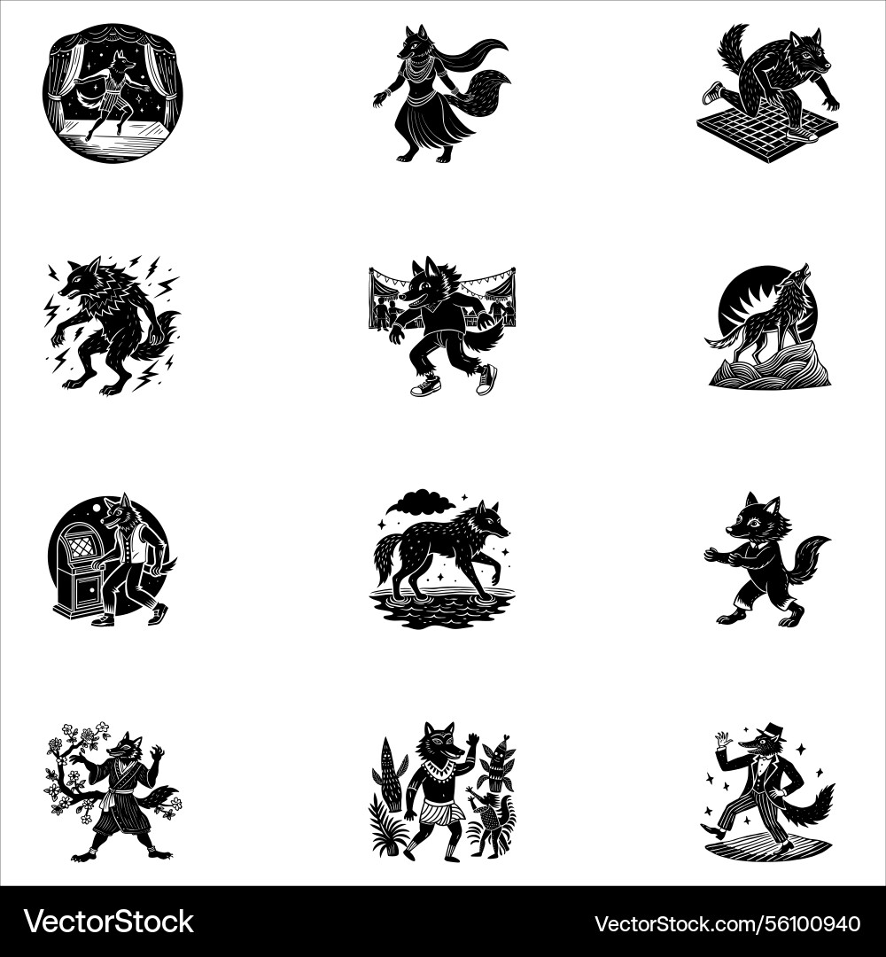 Wolf scene Royalty Free Vector Image - VectorStock