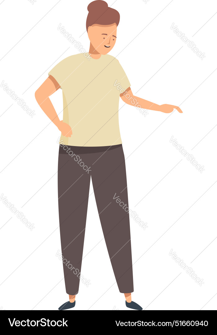 Young woman pointing with finger indicating Vector Image