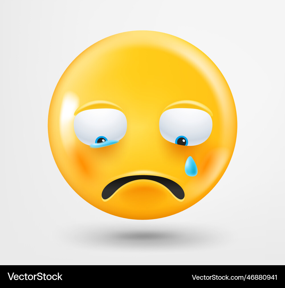 Crying emoticon 3d emoji isoliert auf weiß Vektorbild
