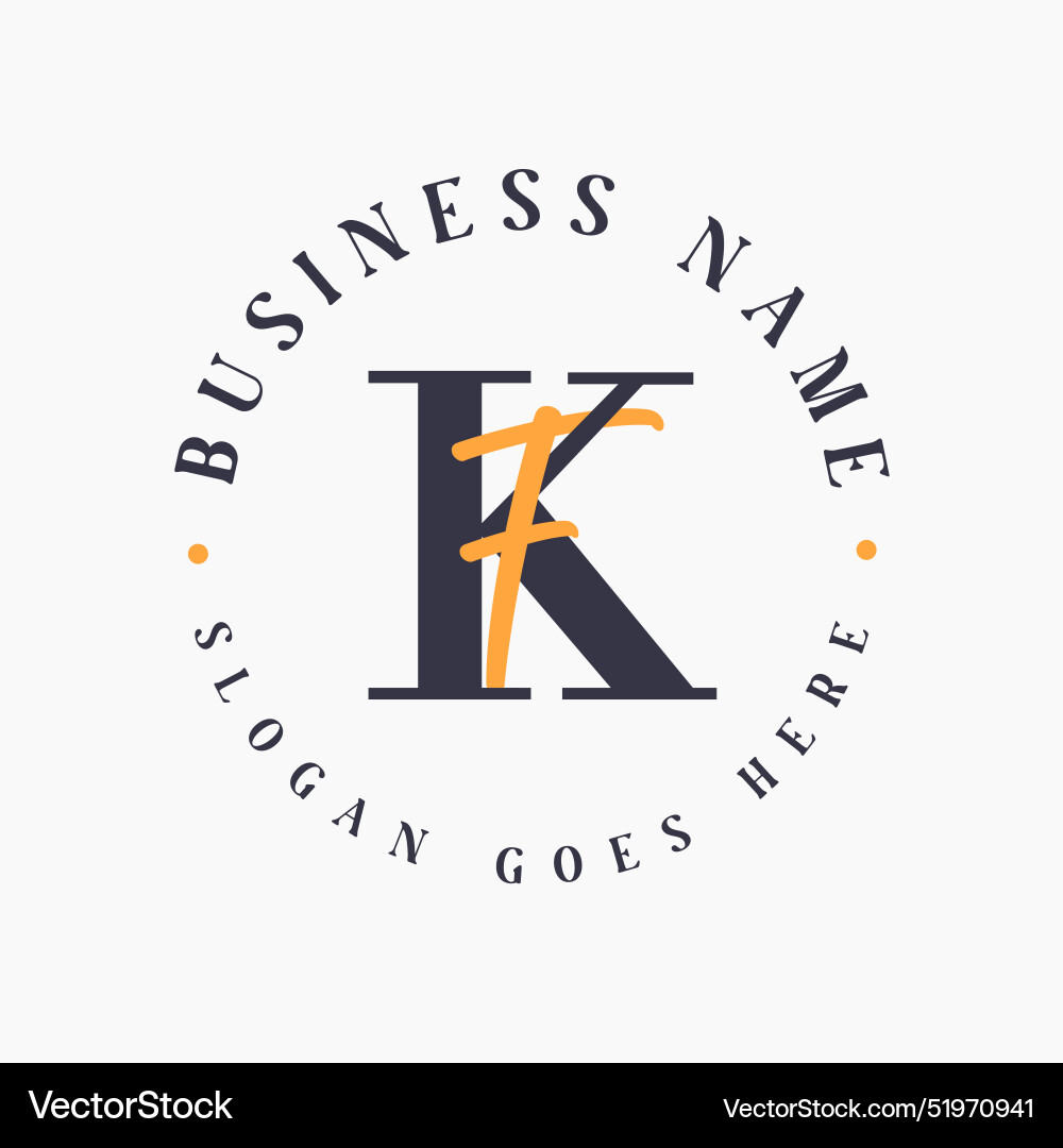 Elegant letter kf initials logo for corporate Vector Image