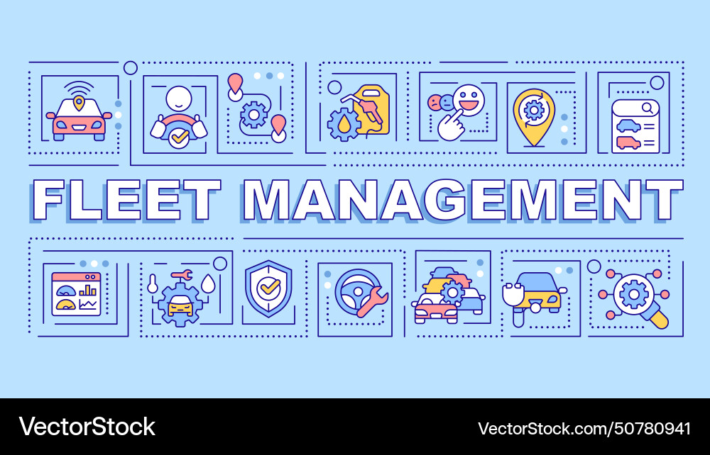 Fleet management turquoise word concept Royalty Free Vector